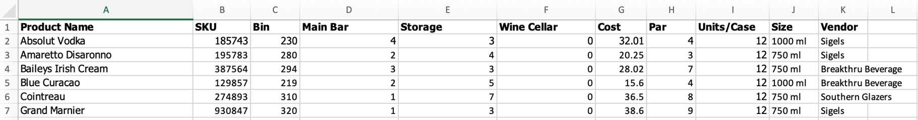 Importing an existing inventory spreadsheet