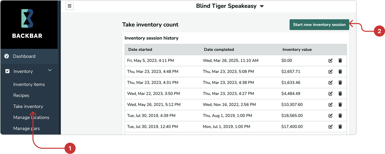 How do I take inventory?